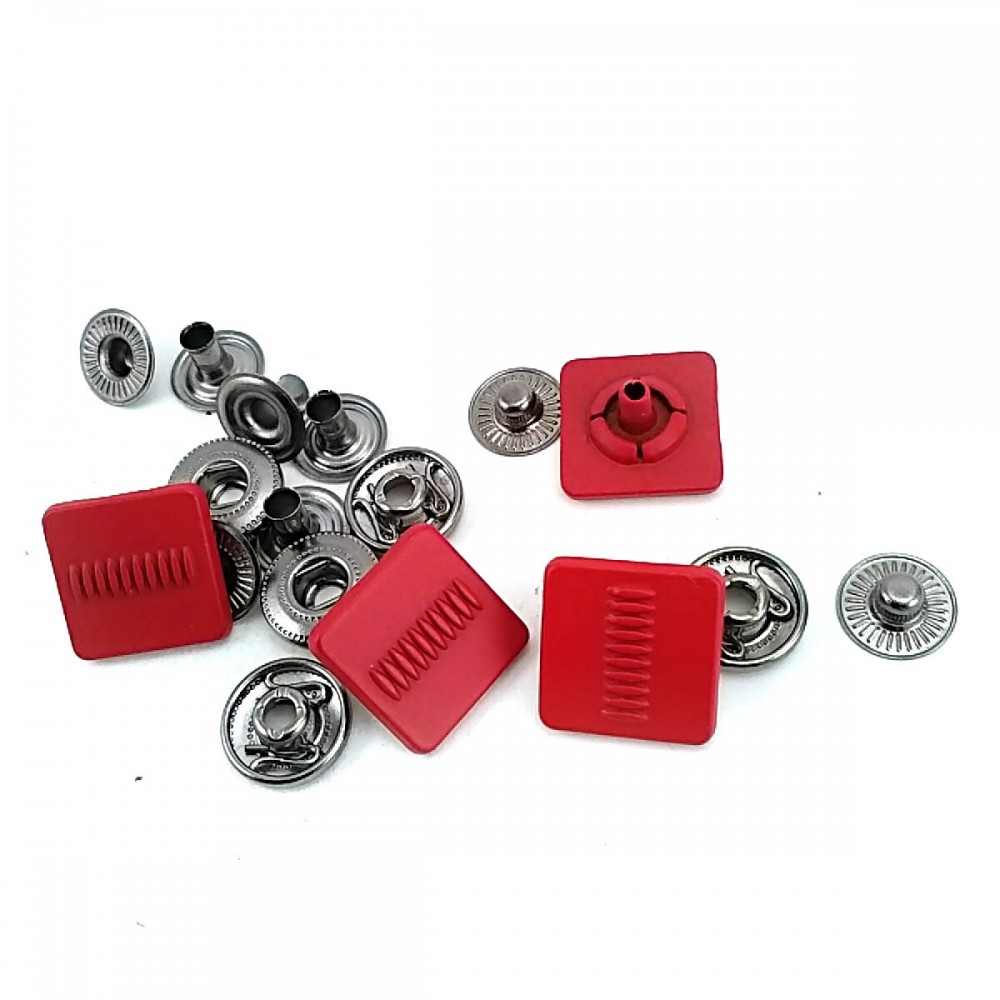 Snap Fasteners Multi Color Square Shape Patterned 15 x 15 mm