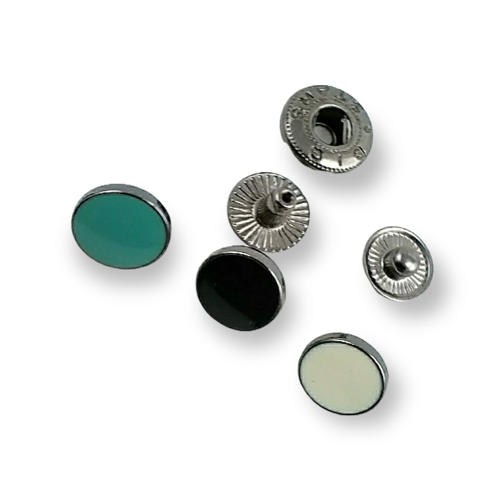 Flat Coin Shape Enameled Snap Fasteners Button 10 mm - 15 L