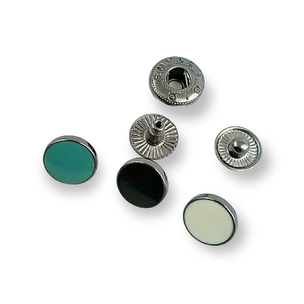 Flat Coin Shape Enameled Snap Fasteners Button 10 mm - 15 L