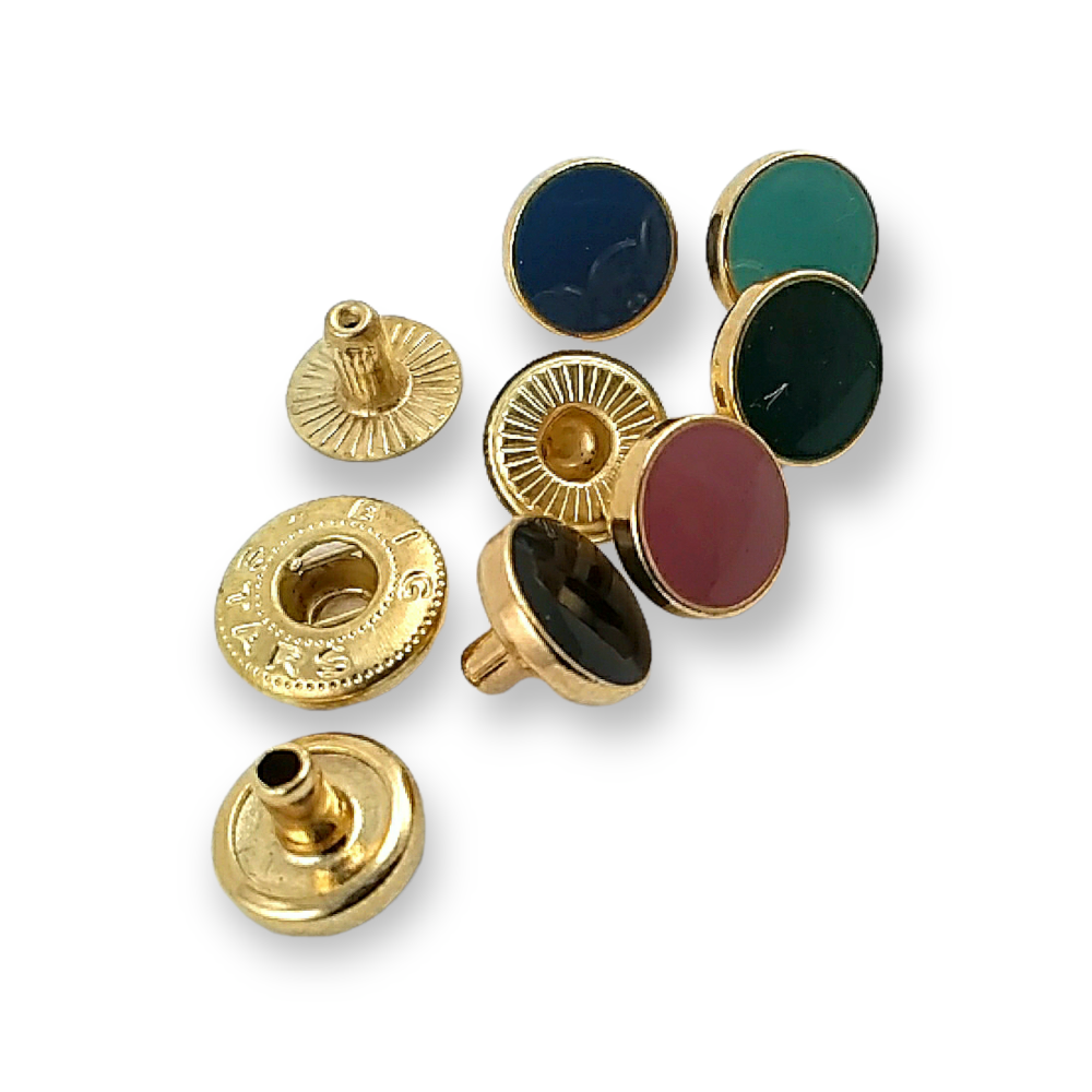 Flat Coin Shape Enameled Snap Fasteners Button 10 mm - 15 L