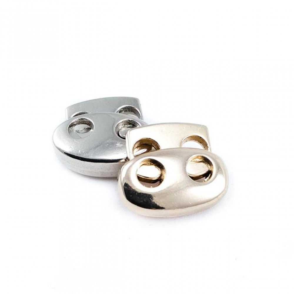 Cord Lock and Stoppers - Metal Stopper Double Hole Moon Stopper 18 mm